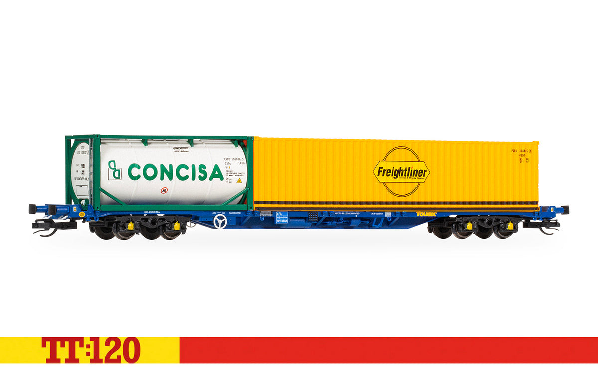 Hornby TT:120 scale Touax KFA Container Wagon with Containers TT6031 ...